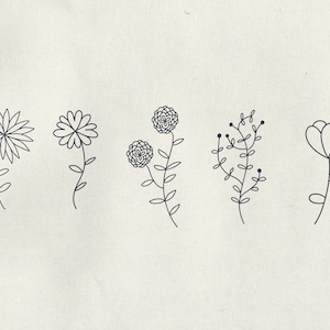 Minimalist Flowers, SVG, PNG, Clipart, Cricut, Embroidery, Engraving ...
