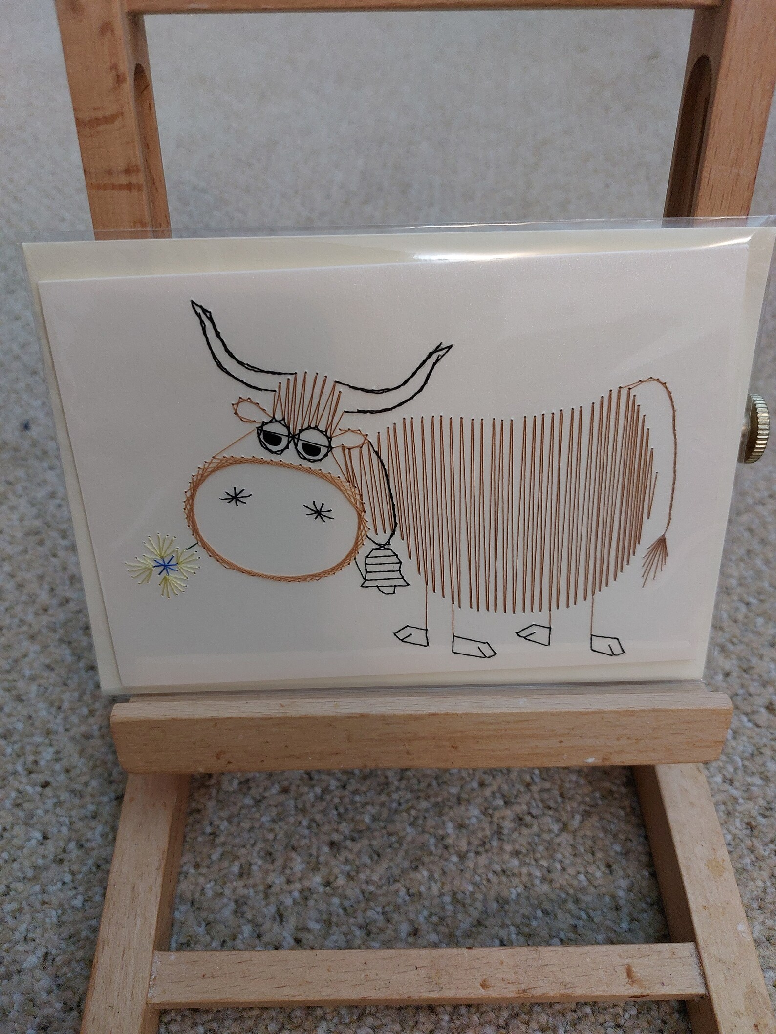 Highland Cow Greetings Card, Handmade Embroidered Card, Handsewn ...