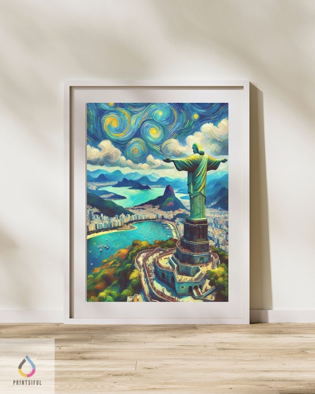 Christ the Redeemer, Van Gogh, Brazil, Wall Art, Art Print, Poster ...