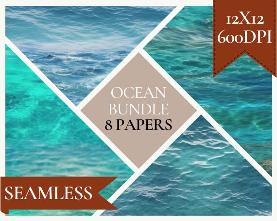 Blue Ocean, Water Digital Paper, Sea Background, Seamless Pattern ...