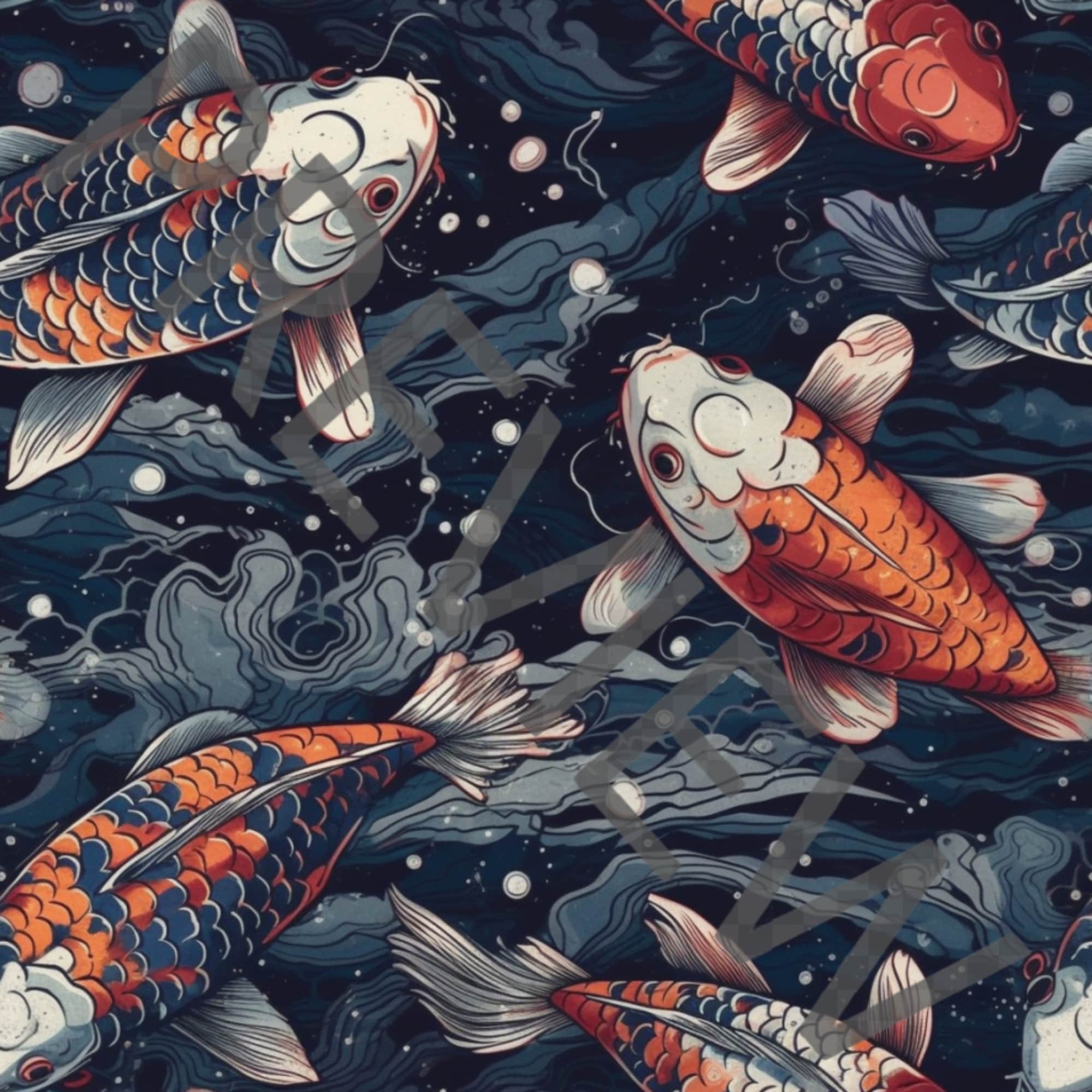 Digital Paper Koi Fish, Seamless Pattern, Fish Pattern, Japanese Koi ...