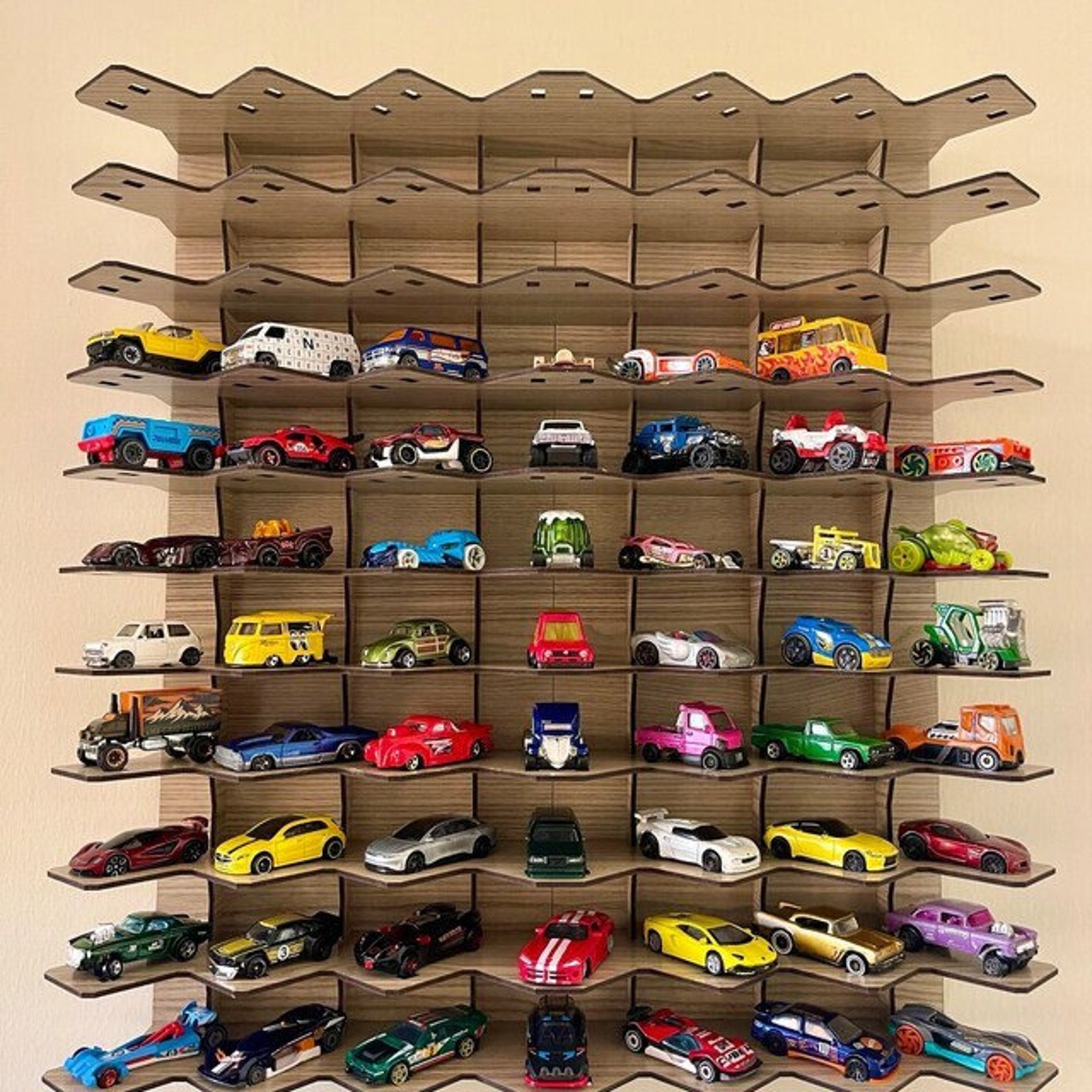 Wooden Display Shelf for Collectible Cars - Toy Car Storage Organizer ...