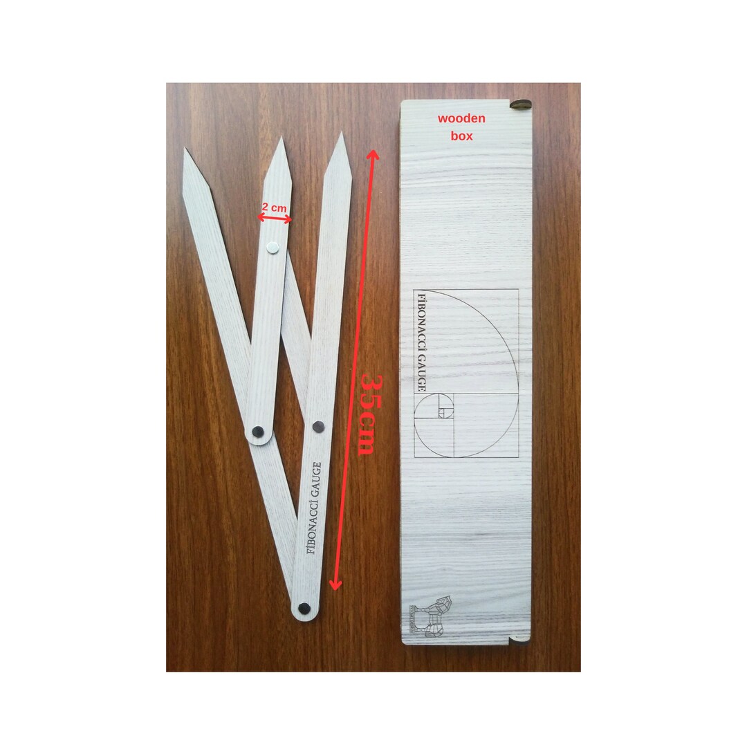 Wooden Golden Ratio Ruler / Compasses Fibonacci Gauge Golden Mean ...