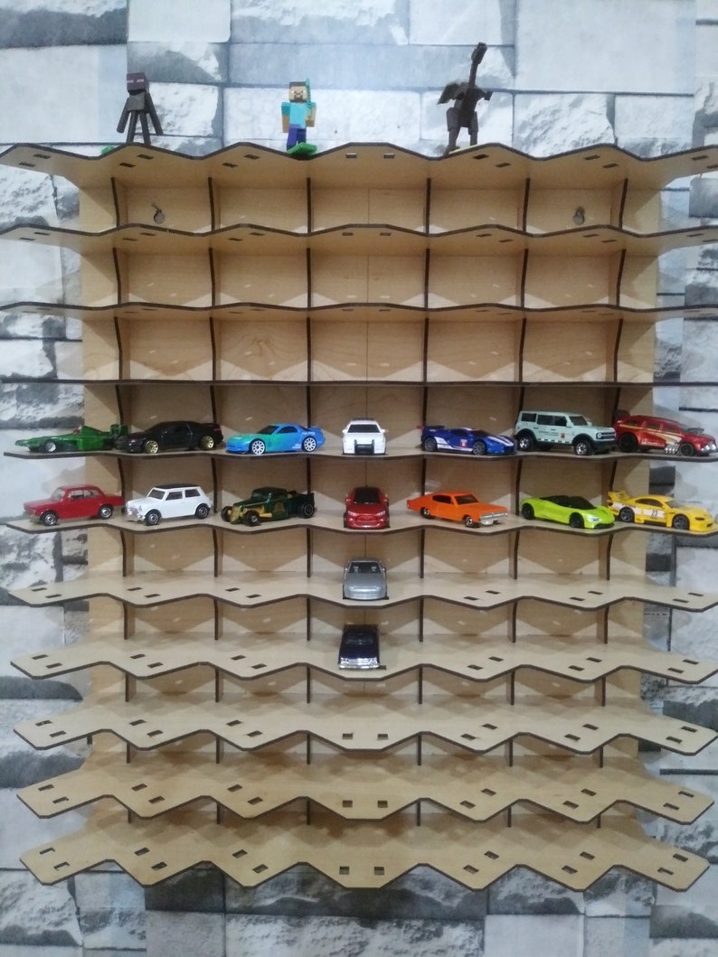 Toy Car Storage for 77 Cars Matchbox Car Storage 1:64 Car Shelf Wall ...