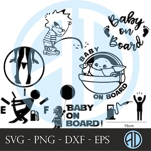 Baby on Board , Vinyl Logo Decal Stencil , Svg / Png / Dxf / Eps ...