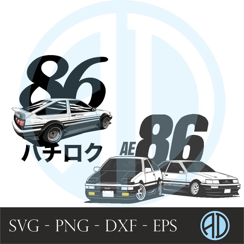 Hachiroku, Toyota AE86 Diseño Svg /Png /Eps /Dxf, Corte de imagen para ...