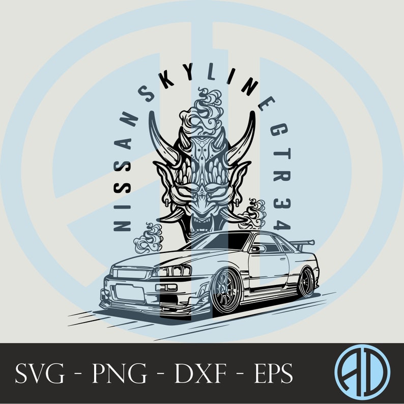 Skyline R34 GTR Jdm Coche, Silueta de coche, Japón Coche Svg /Png /Eps ...