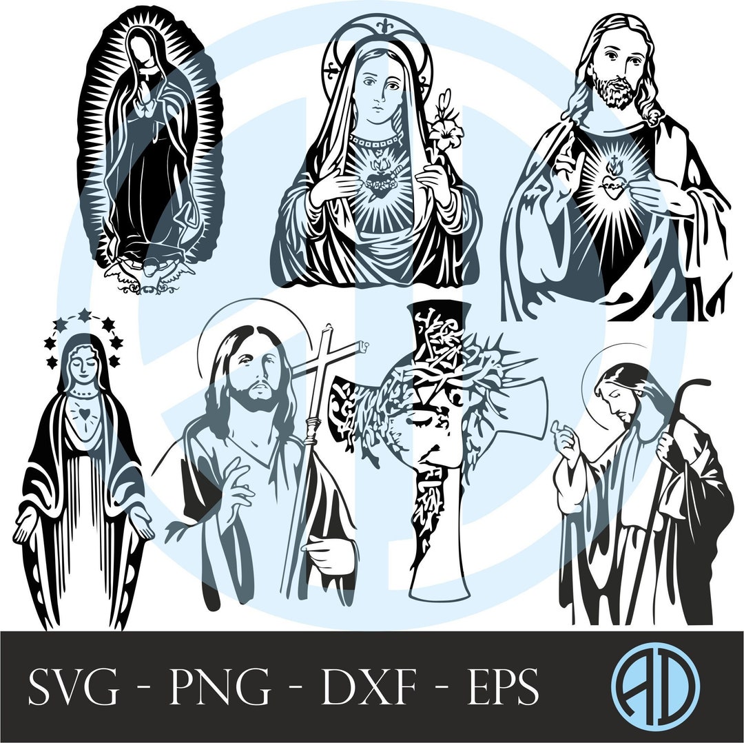Virgin Mary Svg Jesus Christ Svg Jesus Mother Mary and Saint Joseph ...