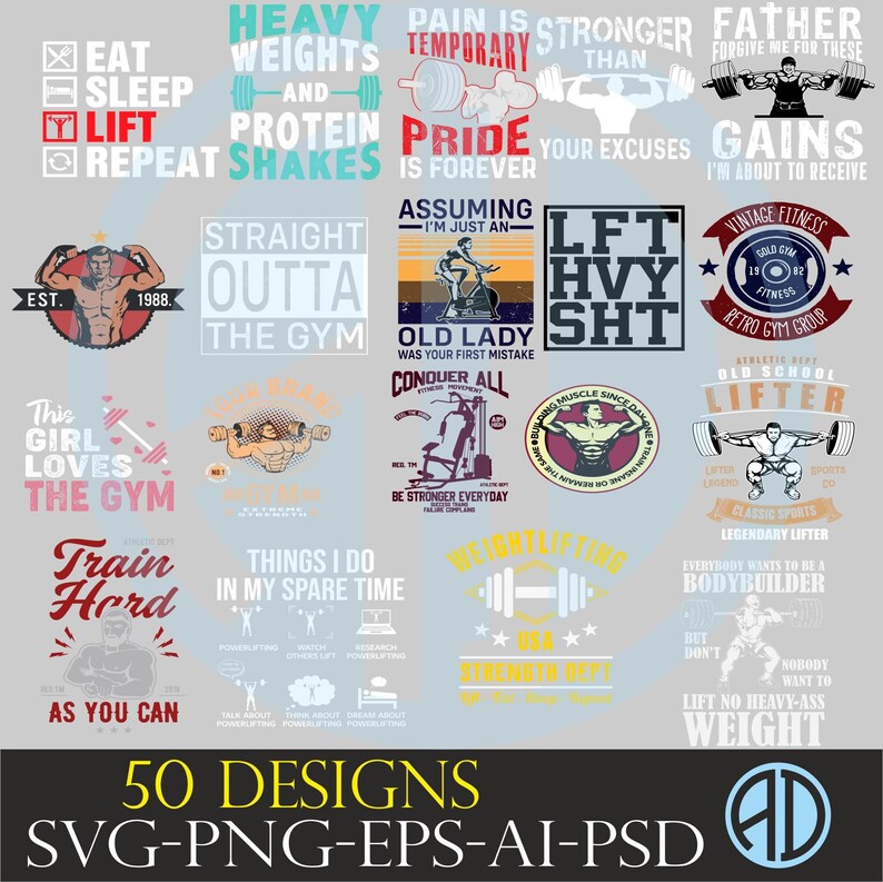 50 Gym SVG , Workout SVG , Fitness SVG , Gym Motivation Svg , Gym ...