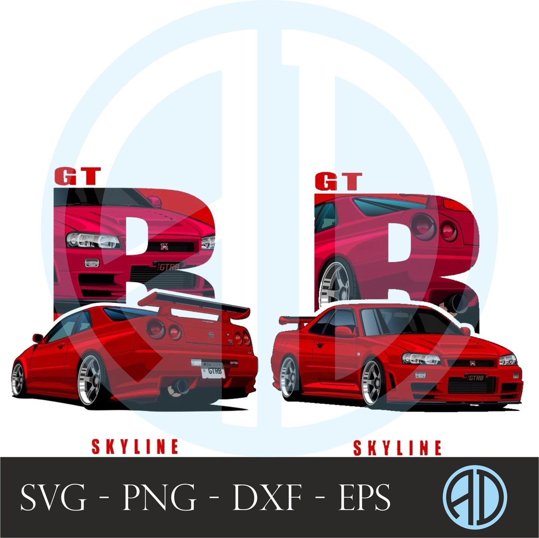 Skyline R34 GTR Red R34 Jdm Car, Japan Car Svg /png /eps /dxf Instant ...