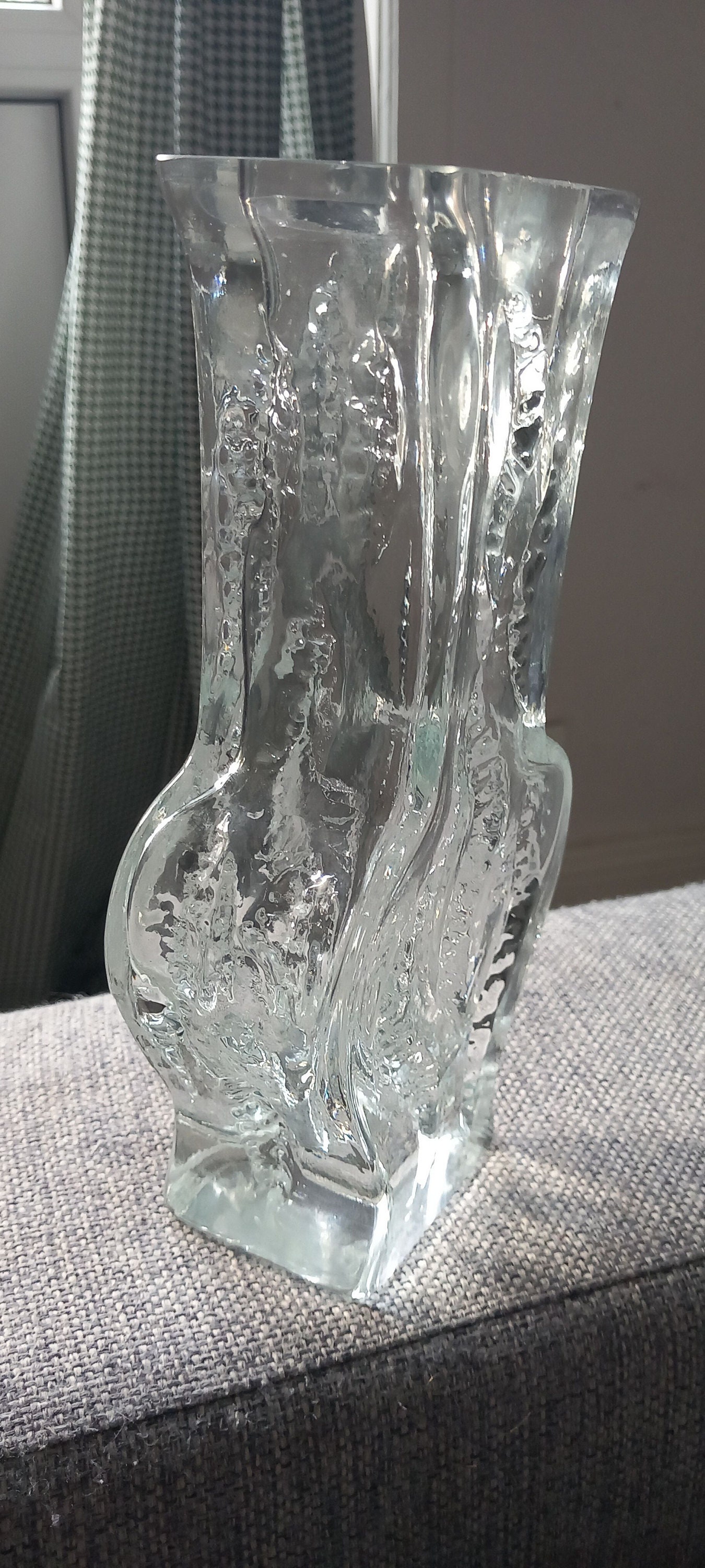 Heavy Vase in Vintage and Signed Thick Transparent Glass, Made by ...