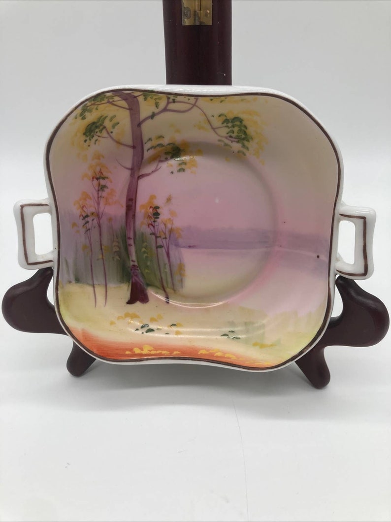 Nippon Hand Painted Landscape Plate Gold Trim Antique - Etsy