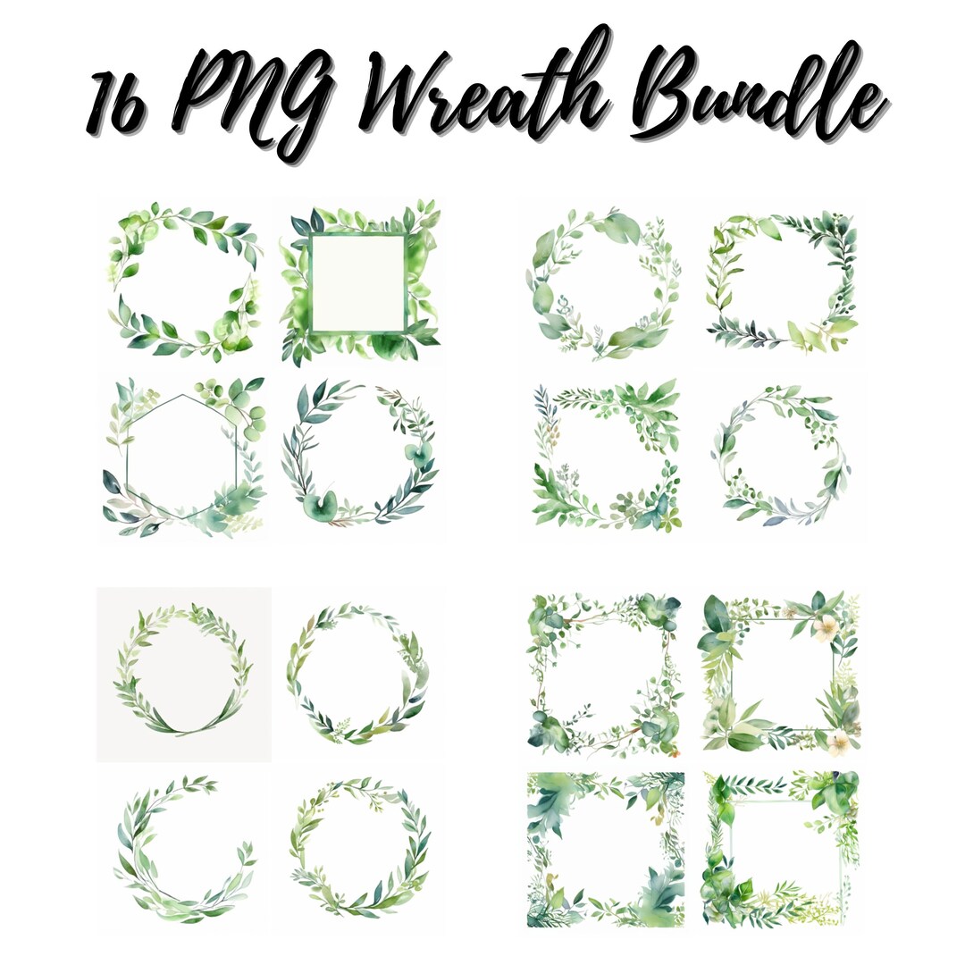 16 Watercolor Greenery Frames Borders PNG Clipart, Greenery Clipart ...