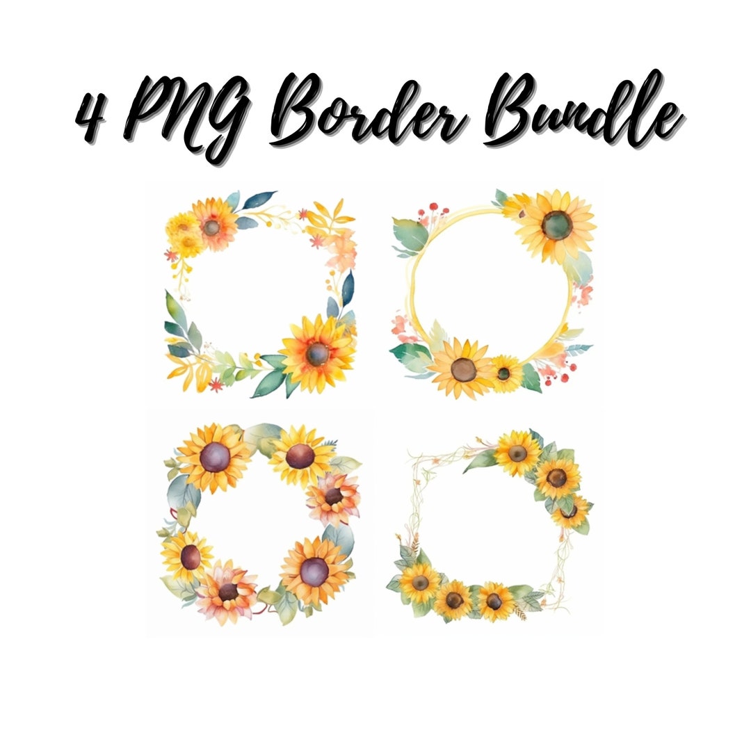Watercolor Spring Floral Frames Borders PNG Clipart, Set of 4 Pink ...