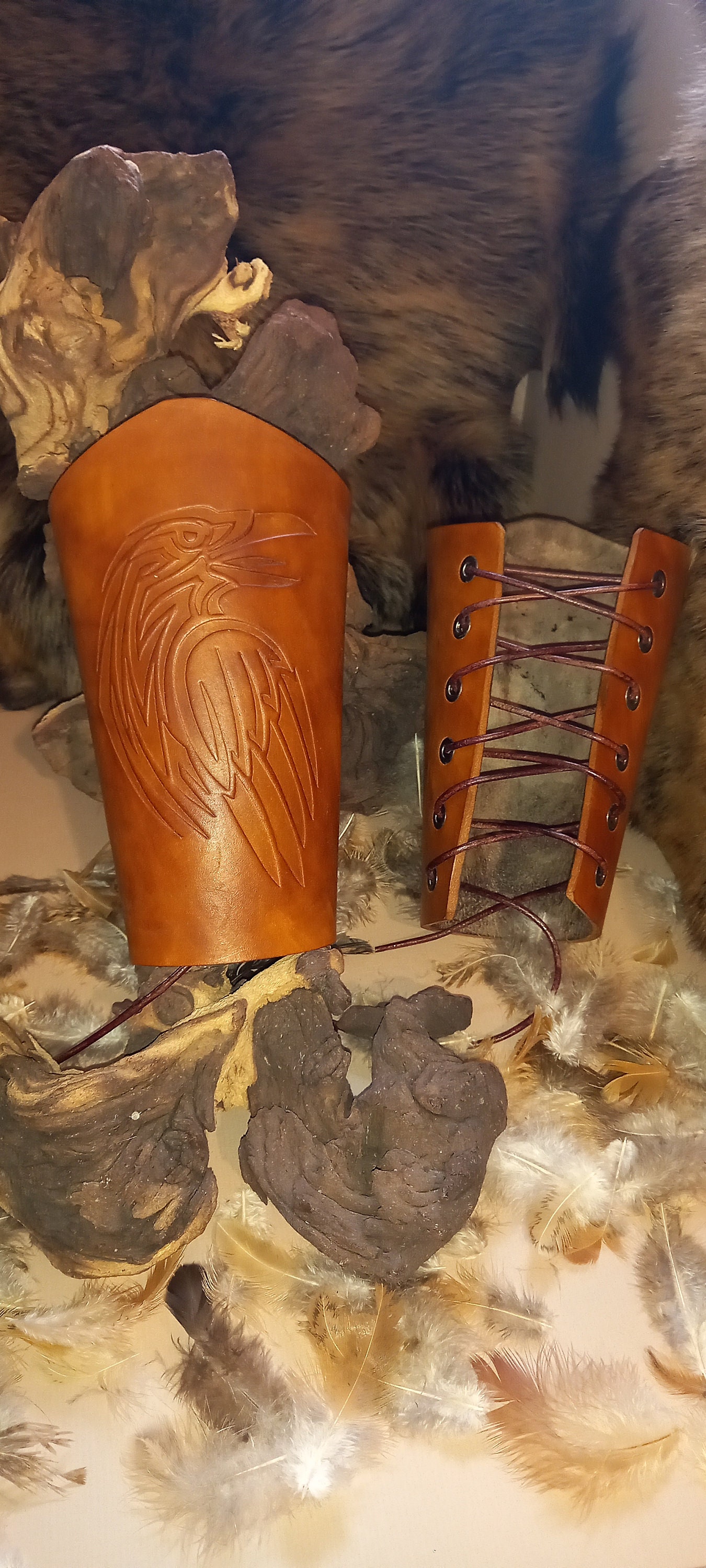 Real Leather Vambrace Viking Artwork Armour Gauntlet - Etsy