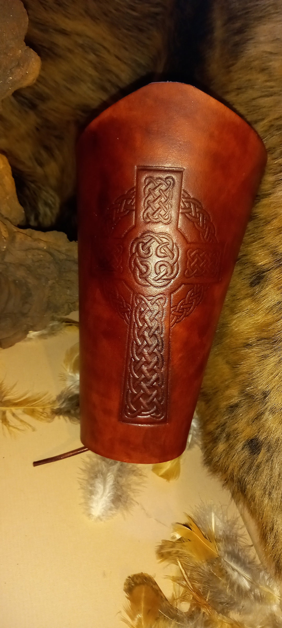 Real Leather Vambrace Viking Celtic Cross Armour Gauntlet - Etsy