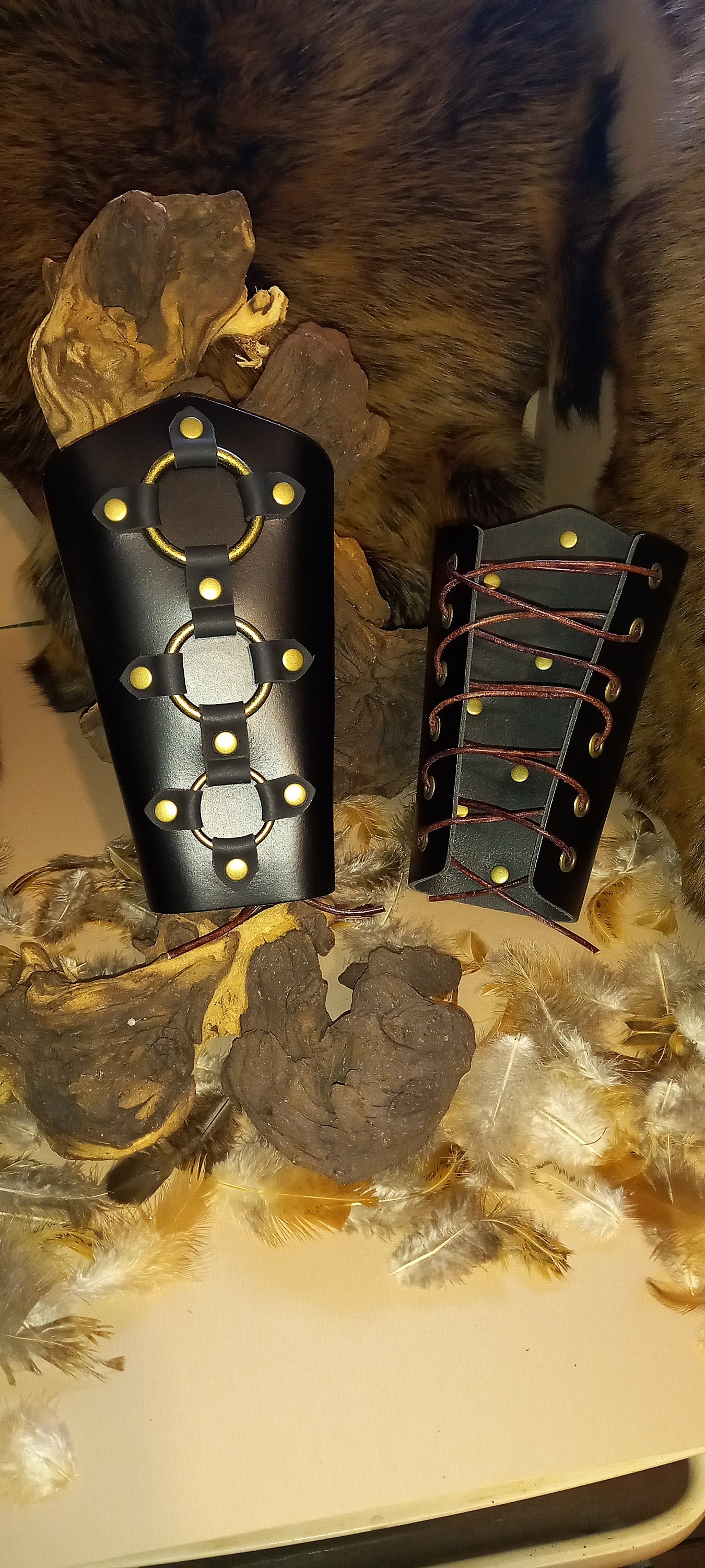 Real Leather Vambrace Viking Style Armour Gauntlet - Etsy