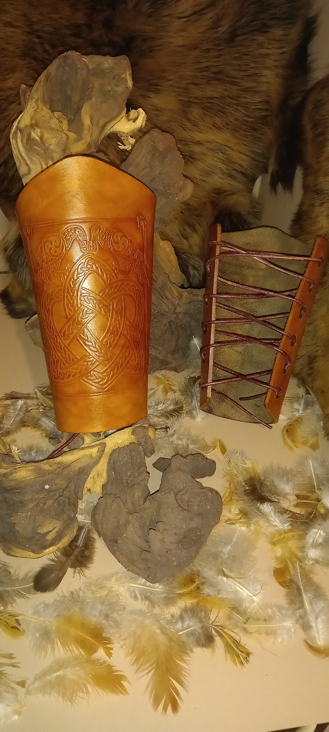 Real Leather Vambrace Viking Artwork Armour Gauntlet - Etsy