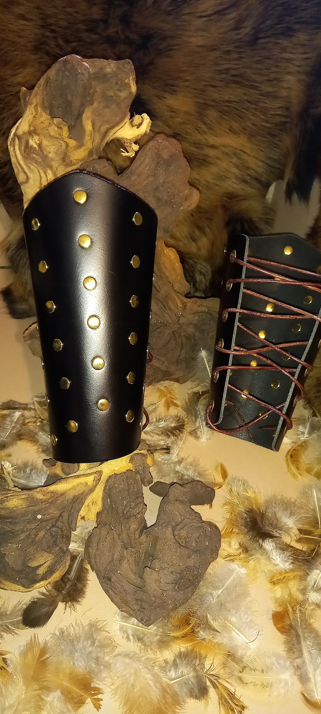 Real Leather Vambrace Viking Artwork Armour Gauntlet - Etsy