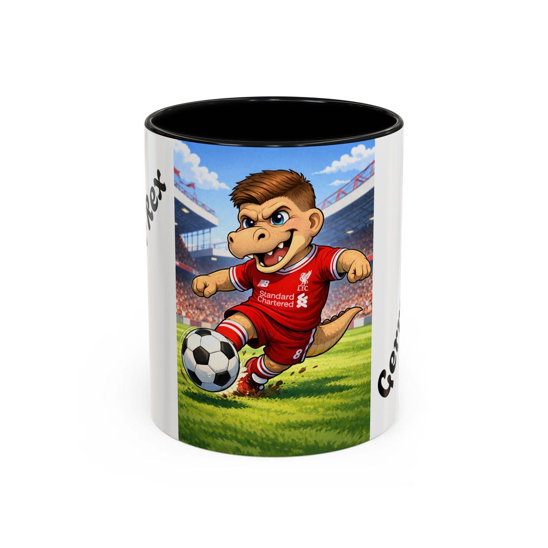 Gerrasaur Rex Mug - Cartoon Dinosaur Steven Gerrard Football Mug, Funny ...