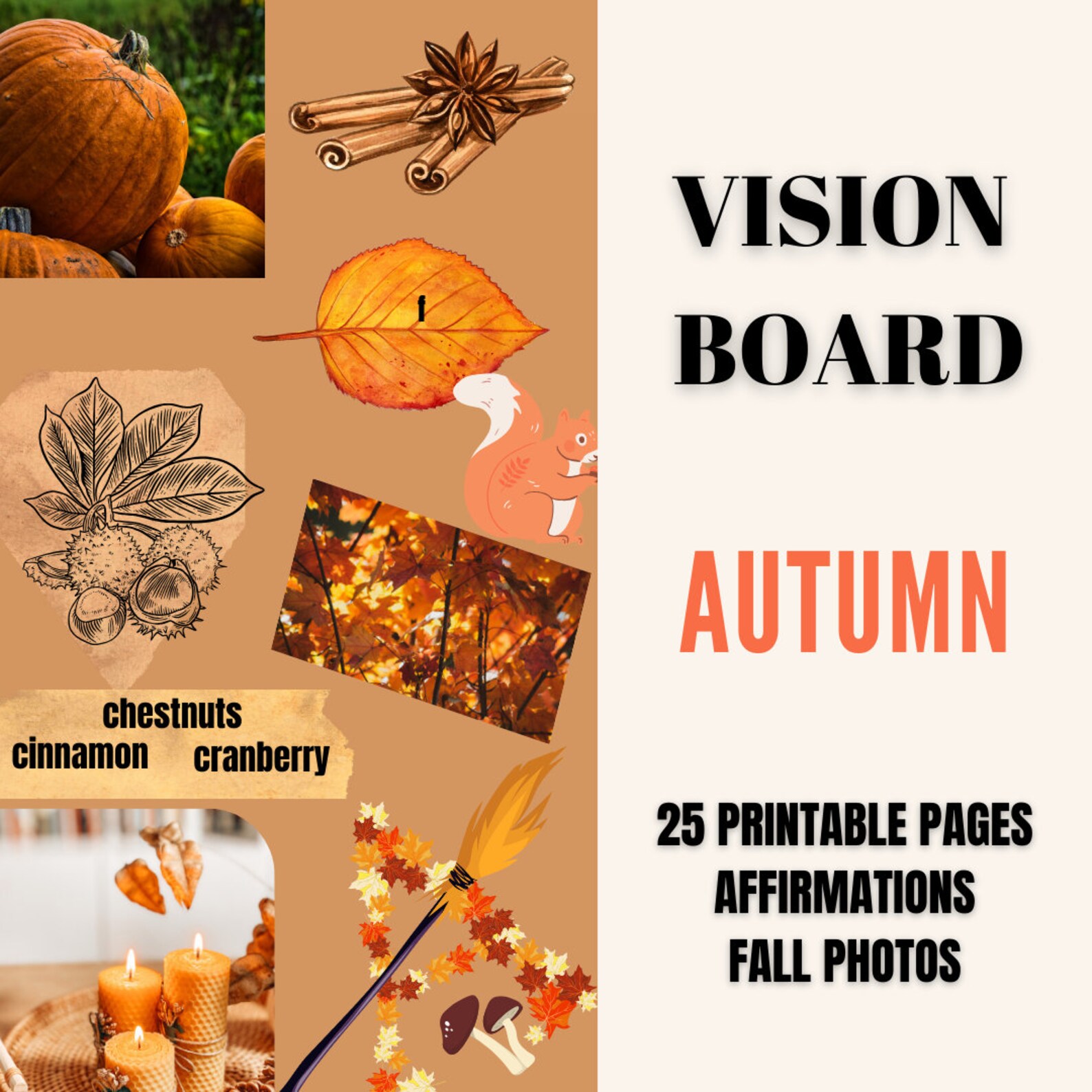 Autumn Vision Board: Fall Inspired Printable Manifest Board, Autumn ...