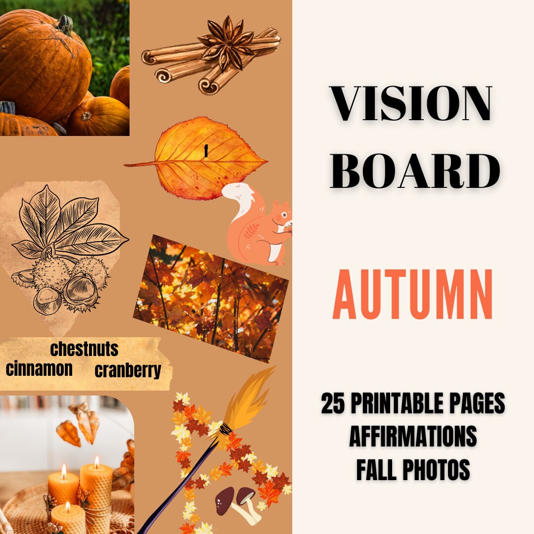 Autumn Vision Board: Fall Inspired Printable Manifest Board, Autumn ...