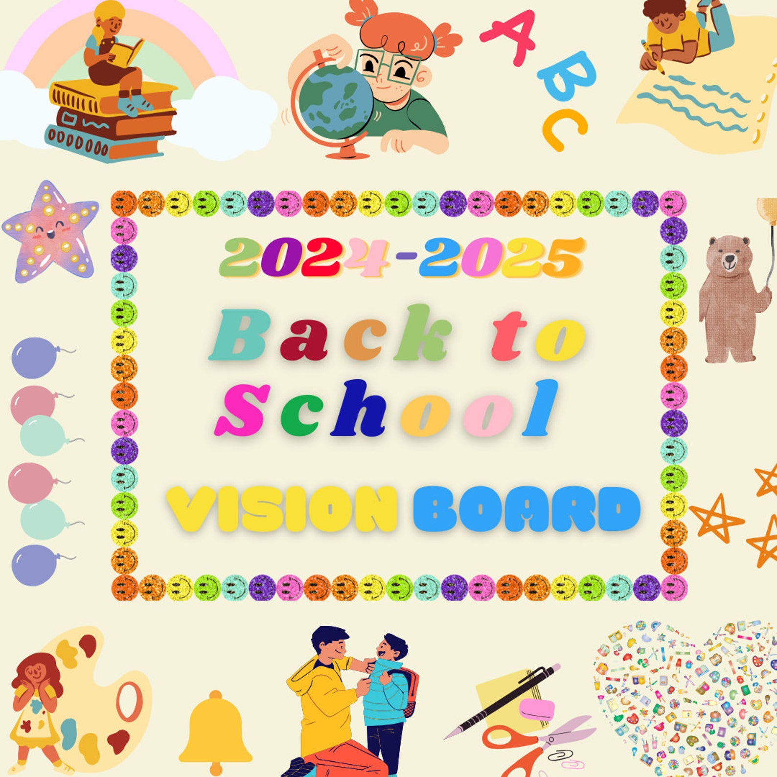 Kids Vision Board Kit: Back to School Vision Board Printables ...