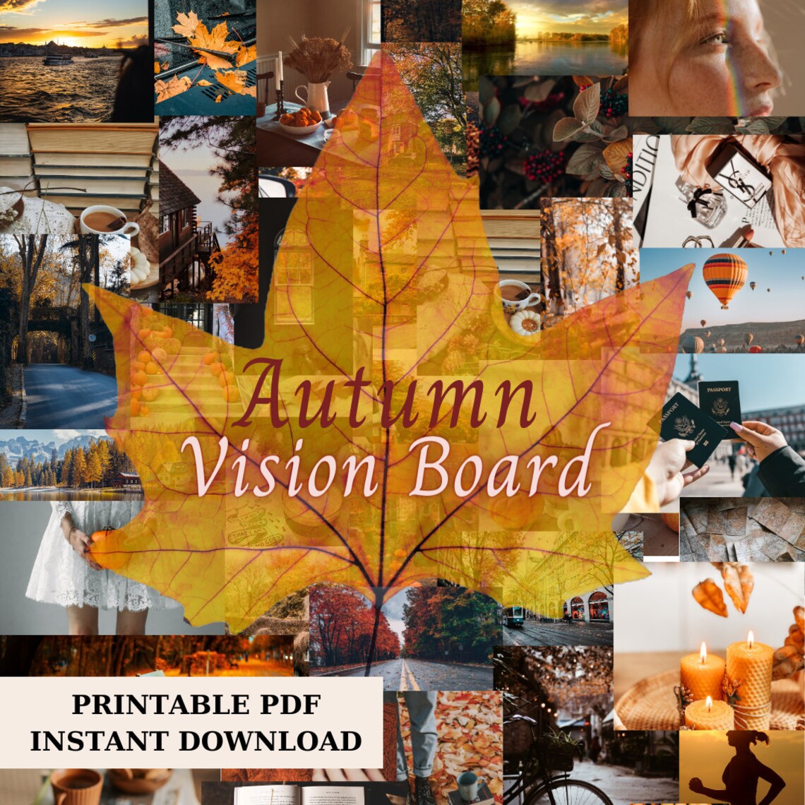 Autumn Vision Board: Fall Inspired Printable Manifest Board, Autumn ...
