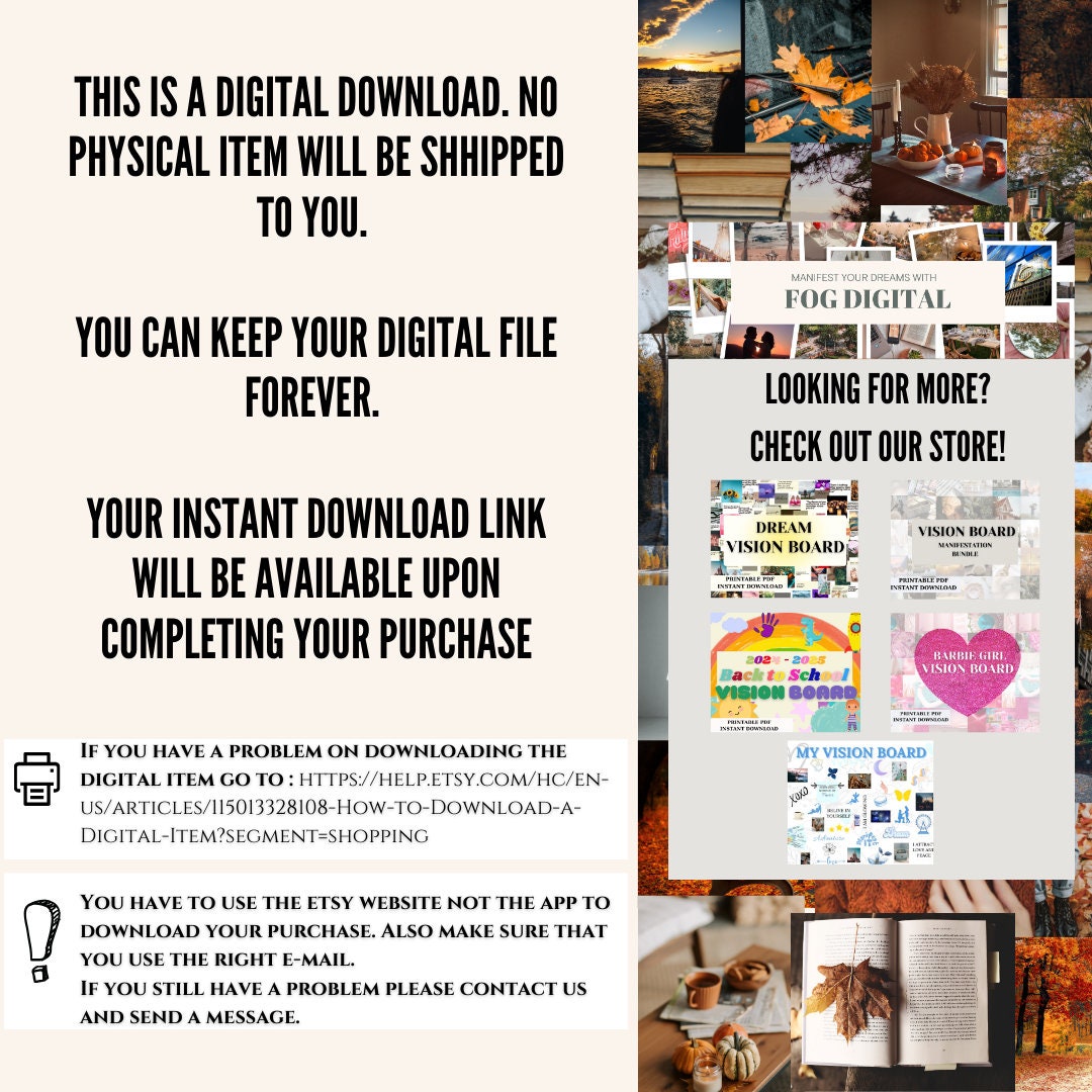 Autumn Vision Board: Fall Inspired Printable Manifest Board, Autumn ...