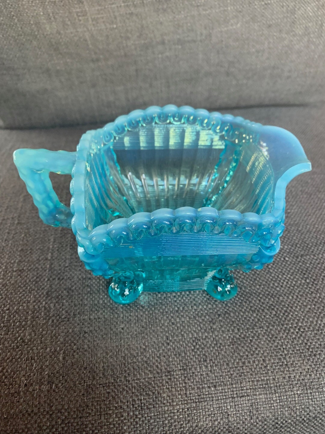 Northwood Fenton Blue Opalescent Alaskan Lions Leg Creamer - Etsy