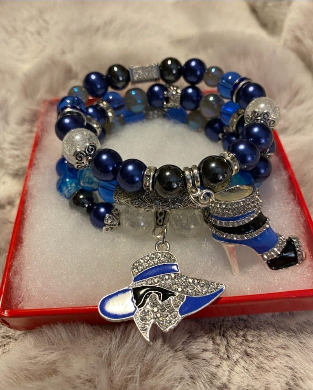 Boujee Lady 2 Blue, Black and Silver Bracelet - Etsy