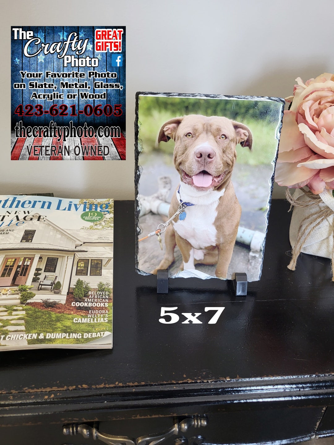 5x7 Photo Slate Rock Stone Picture Frame Desk Top Gift in Memory ...