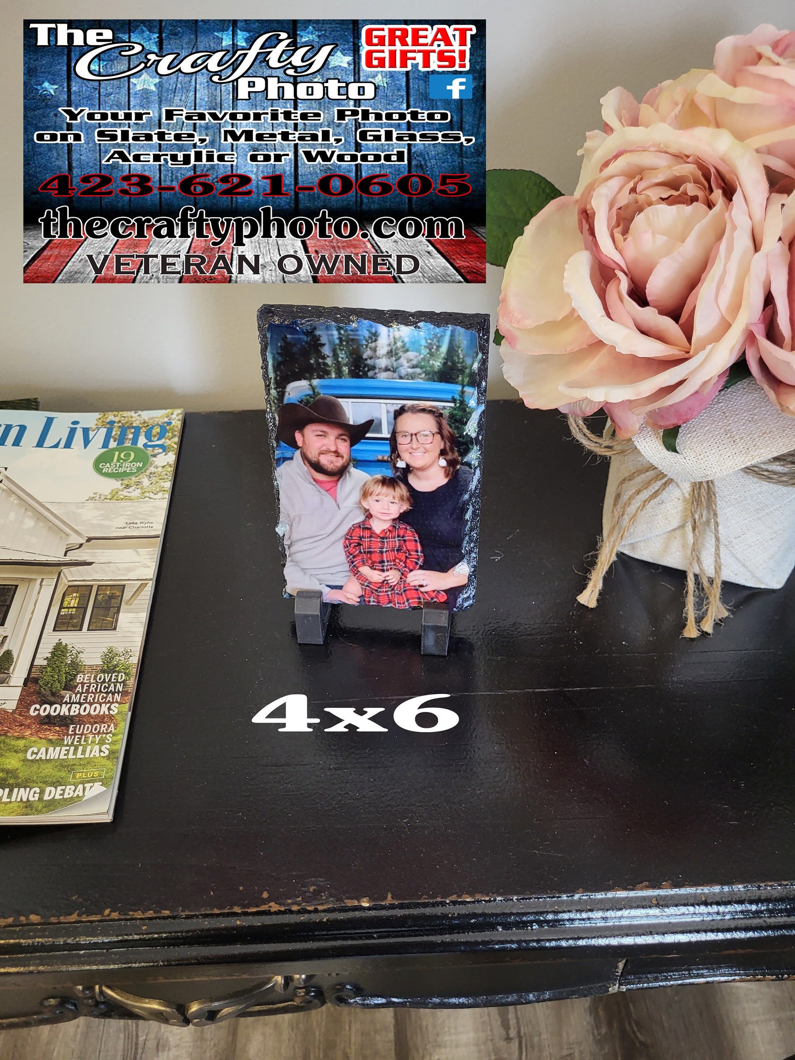 4x8 Photo Slate Rock Stone Picture Frame Desk Top Gift in - Etsy