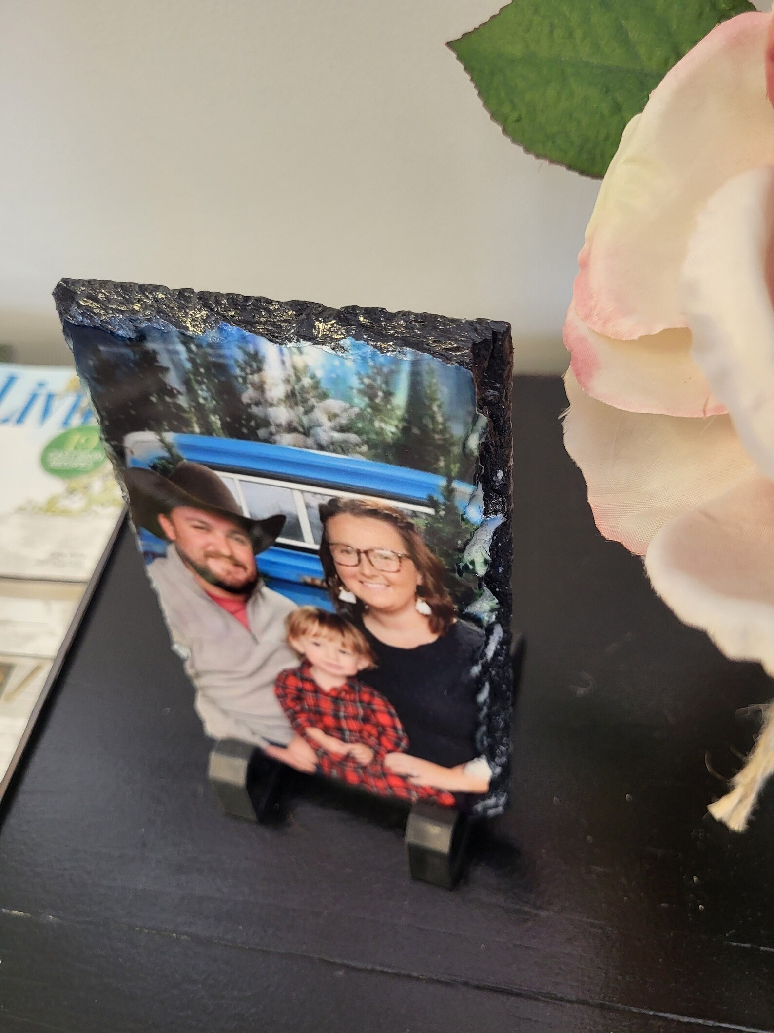 4x8 Photo Slate Rock Stone Picture Frame Desk Top Gift in - Etsy