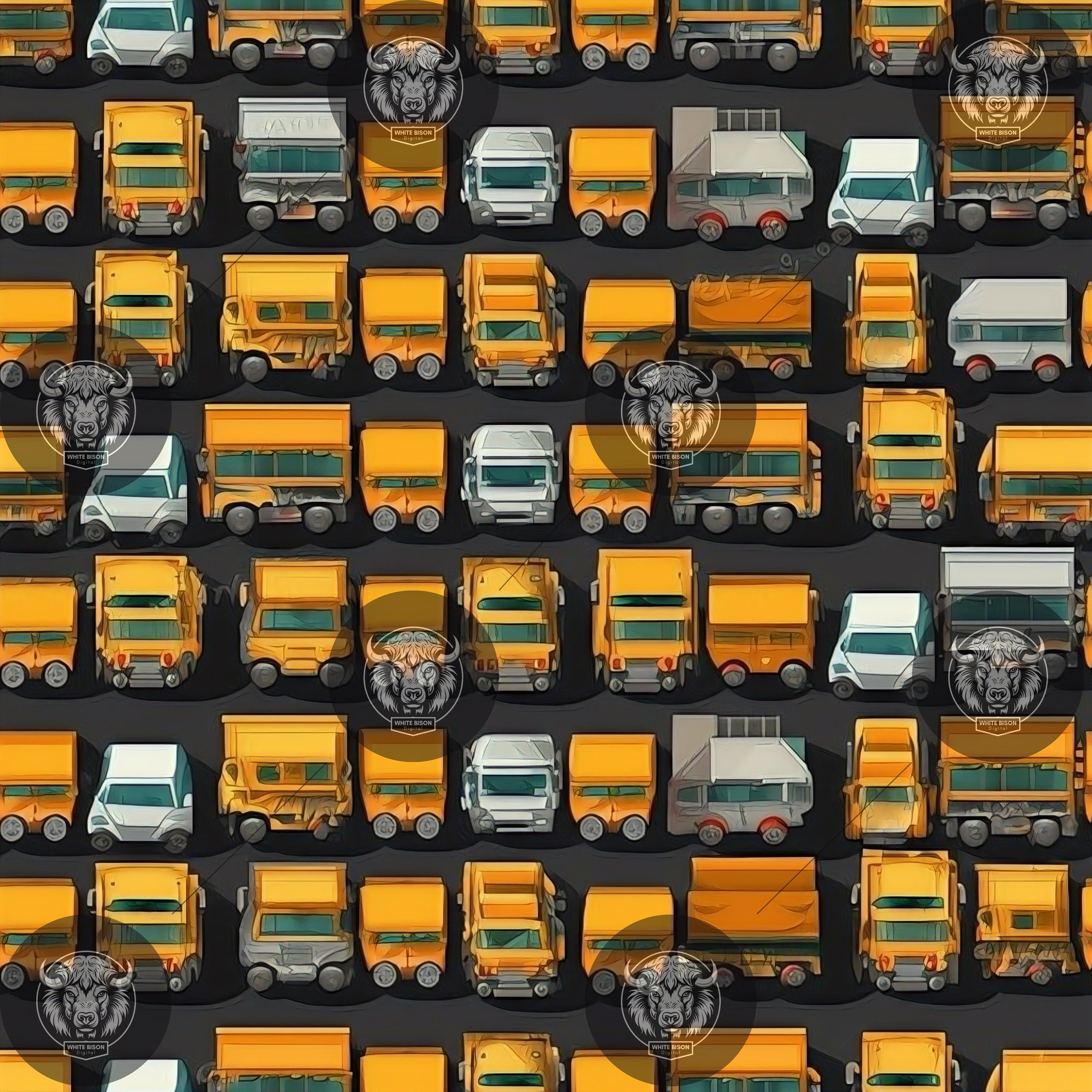 Vehicle-themed Digital Seamless Patterns Pack Cars, Trucks, Buses ...