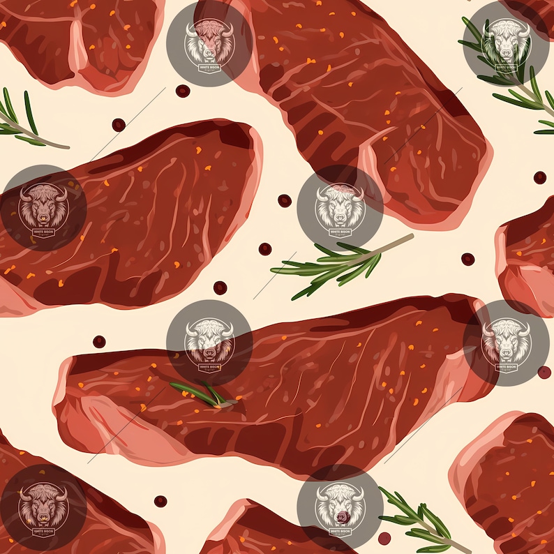 Sizzling Steak-themed Seamless Patterns - 14 Juicy Jpgs for DIY ...