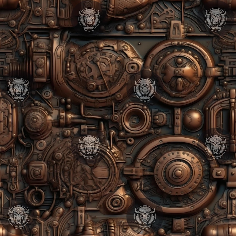 Steampunk Digital Paper Pack - 14 Patterns With Hot Air Balloons, Gears ...