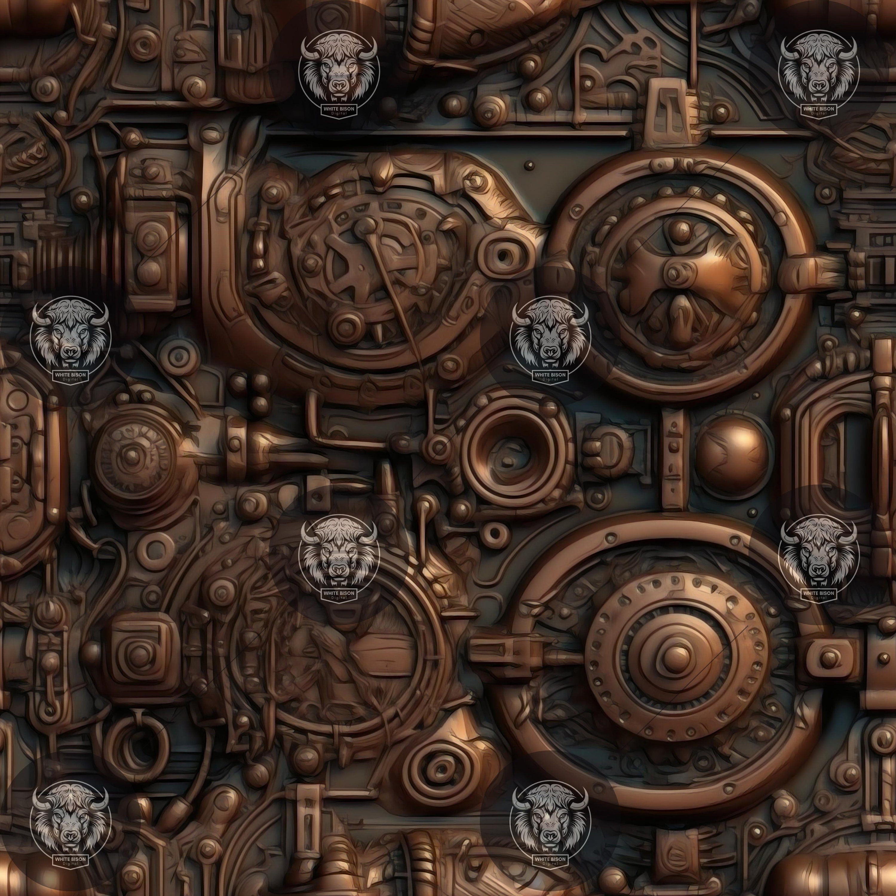 Steampunk Digital Paper Pack - 14 Patterns With Hot Air Balloons, Gears ...