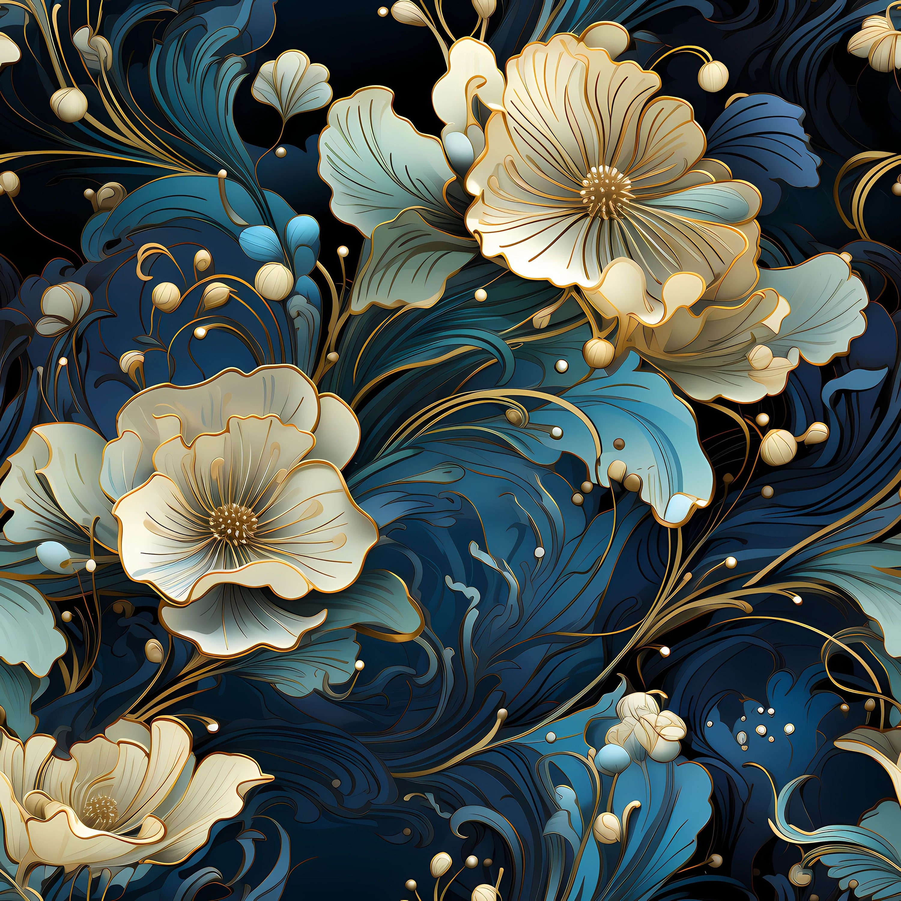 Jugendstil Musterdesign Digital Download, Vintage Stil Dekoratives ...