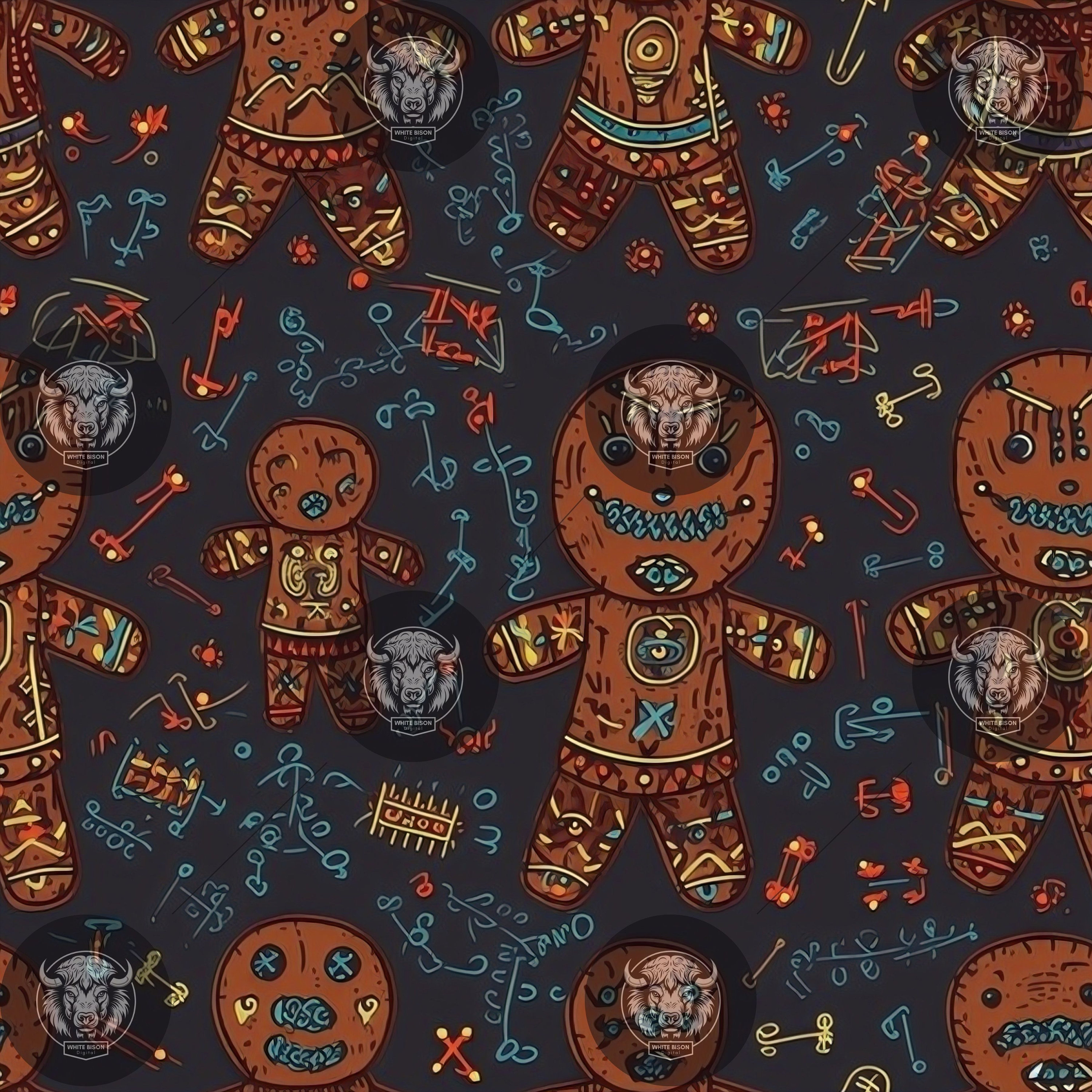 Voodoo Doll Digital Paper, Halloween Pattern, Amigurumi Pattern ...