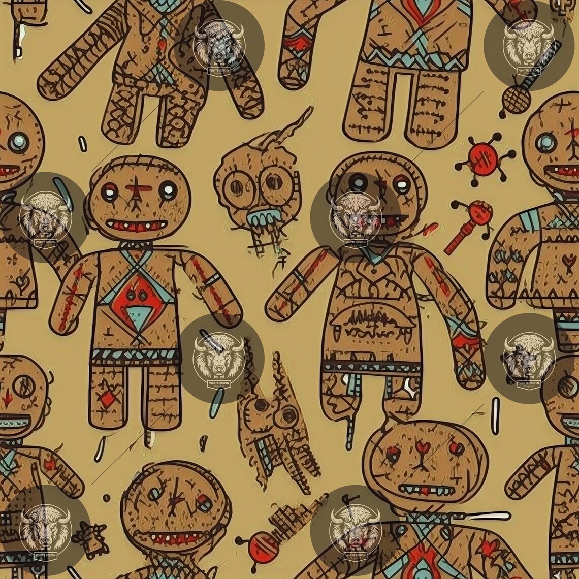 Voodoo Doll Digital Paper, Halloween Pattern, Amigurumi Pattern ...
