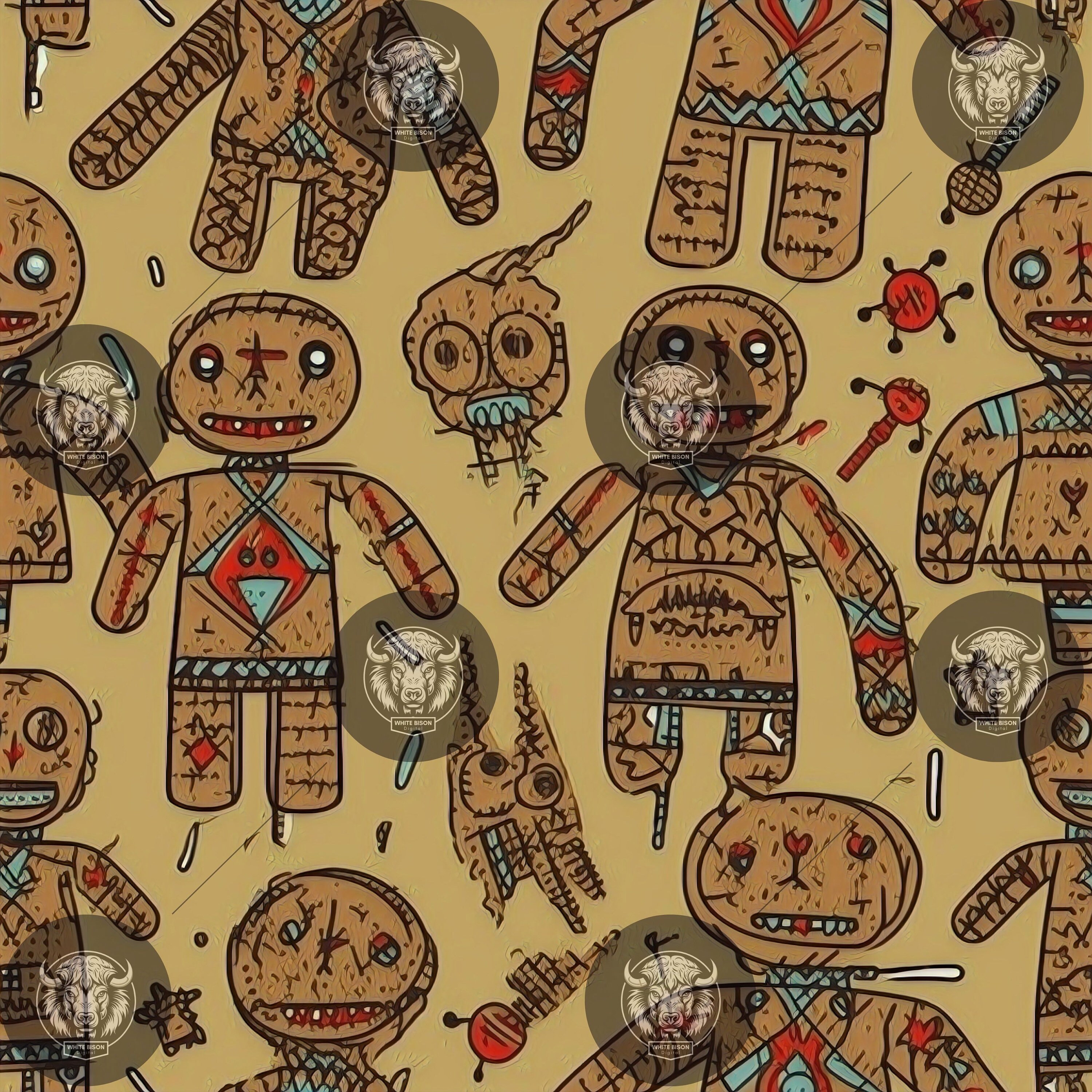 Voodoo Doll Digital Paper, Halloween Pattern, Amigurumi Pattern ...