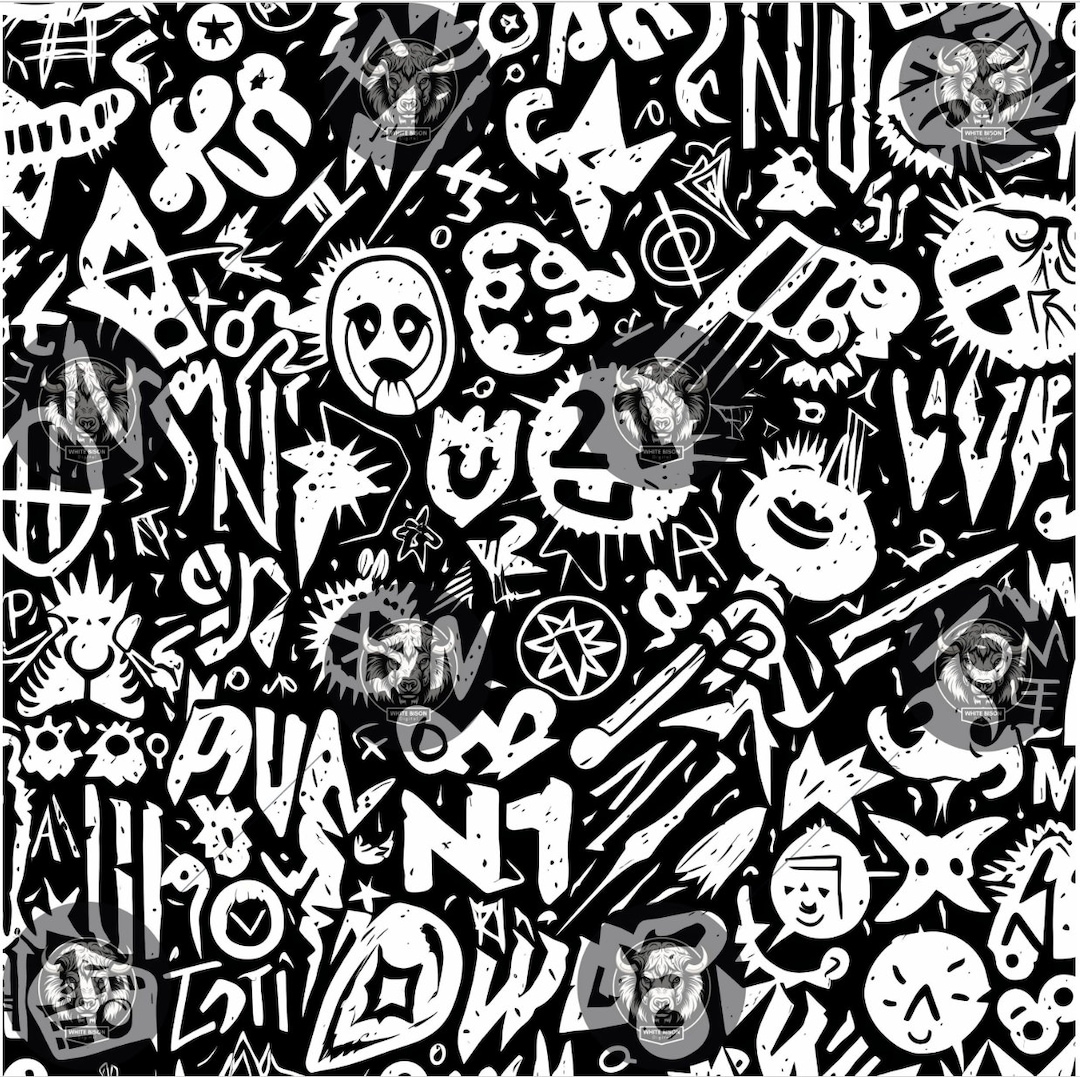 Urban Graffiti Digital Pattern, Seamless Design, Vibrant JPG Street Art ...