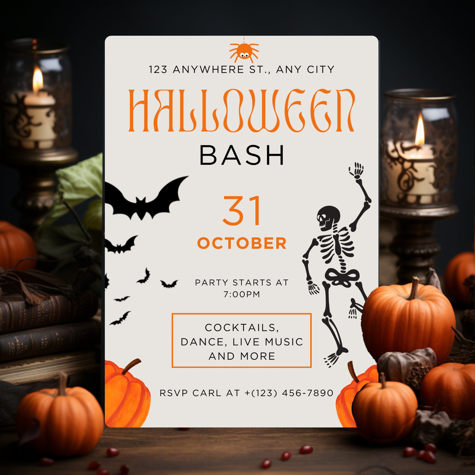 Editable Spooky Halloween Party Invitation: Canva Template (PDF Digital ...