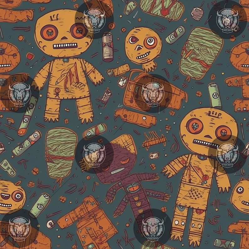 Voodoo Doll Digital Paper, Halloween Pattern, Amigurumi Pattern ...