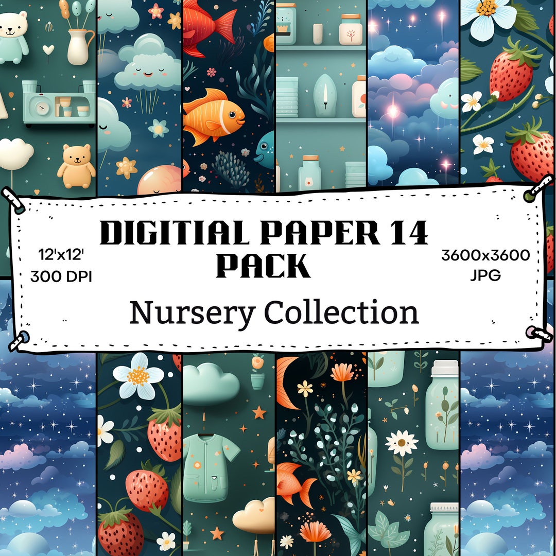 Charming Nursery-themed Seamless Patterns - 14 Premium Jpgs for DIY ...