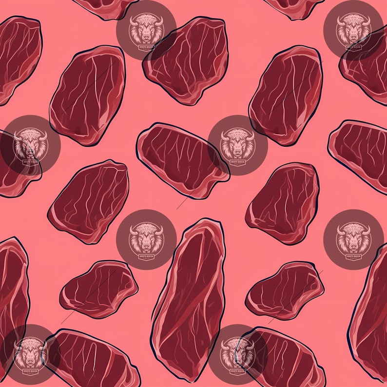 Sizzling Steak-themed Seamless Patterns 14 Juicy Jpgs for DIY Projects ...