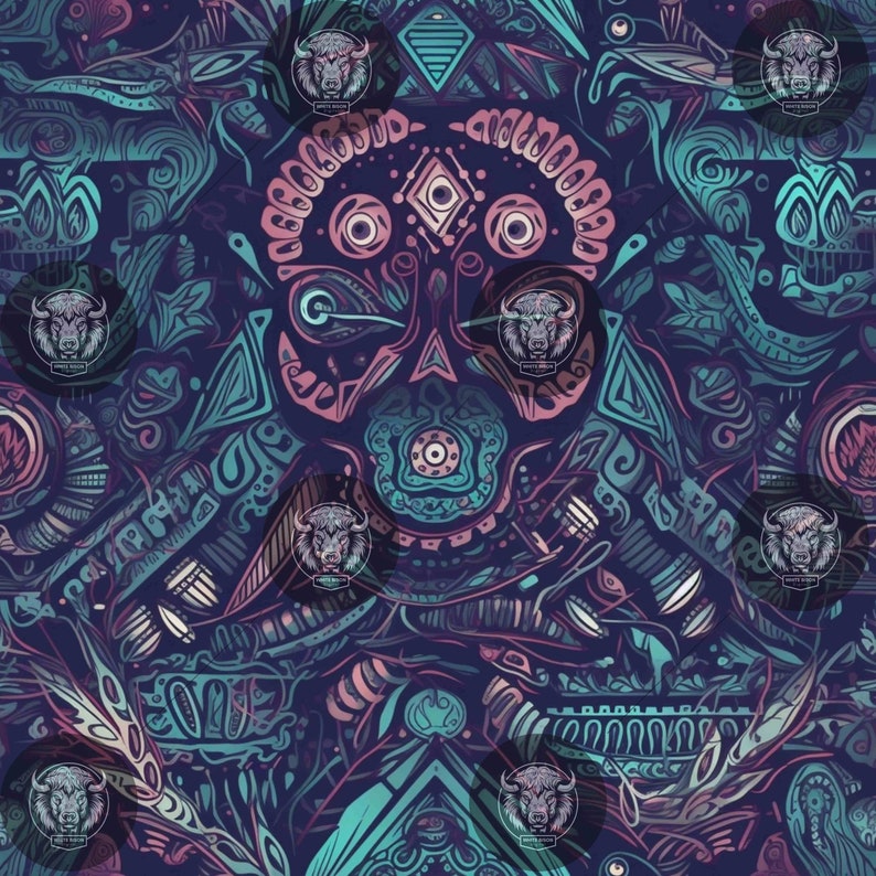 Voodoo Digital Paper, Halloween Pattern, Day of Dead, Spiritual Digital ...