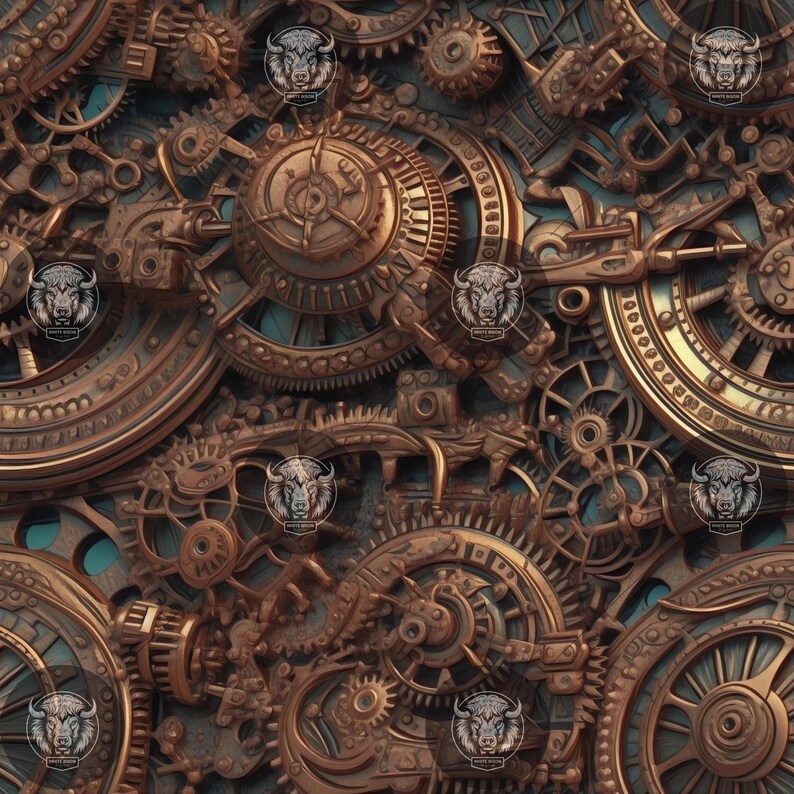 Steampunk Digital Paper Pack - 14 Patterns With Hot Air Balloons, Gears ...