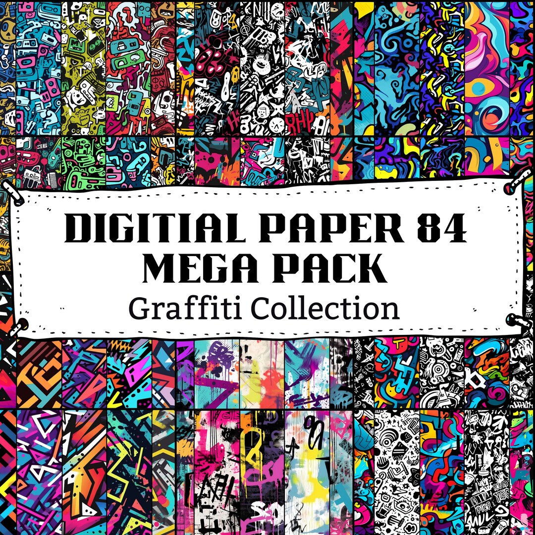 Graffiti Seamless Pattern Mega Pack: 84 Digital JPG Downloads, 12x12 ...